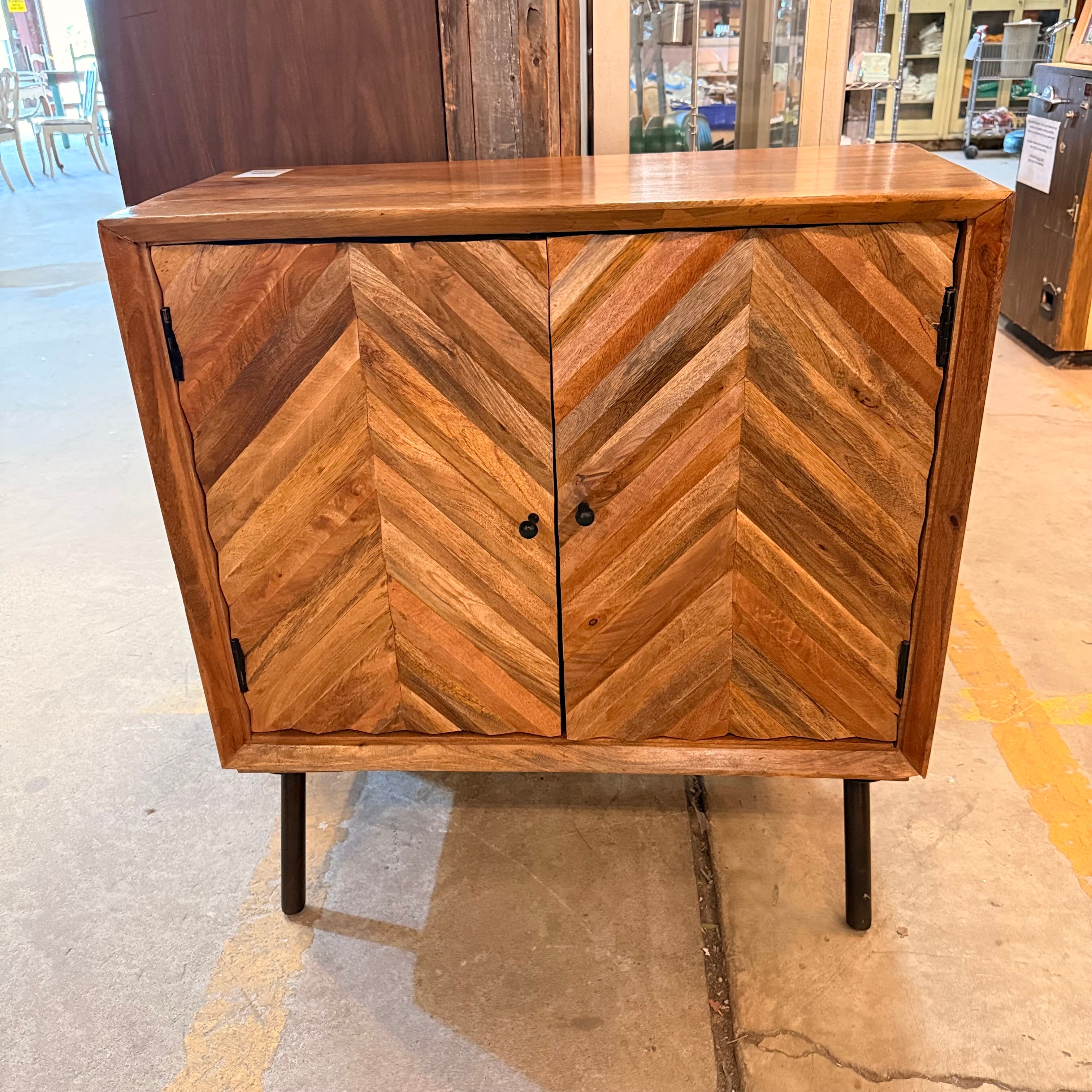 Mid-Century Modern Reproduction Sideboard with Chevron Patterned Front ...