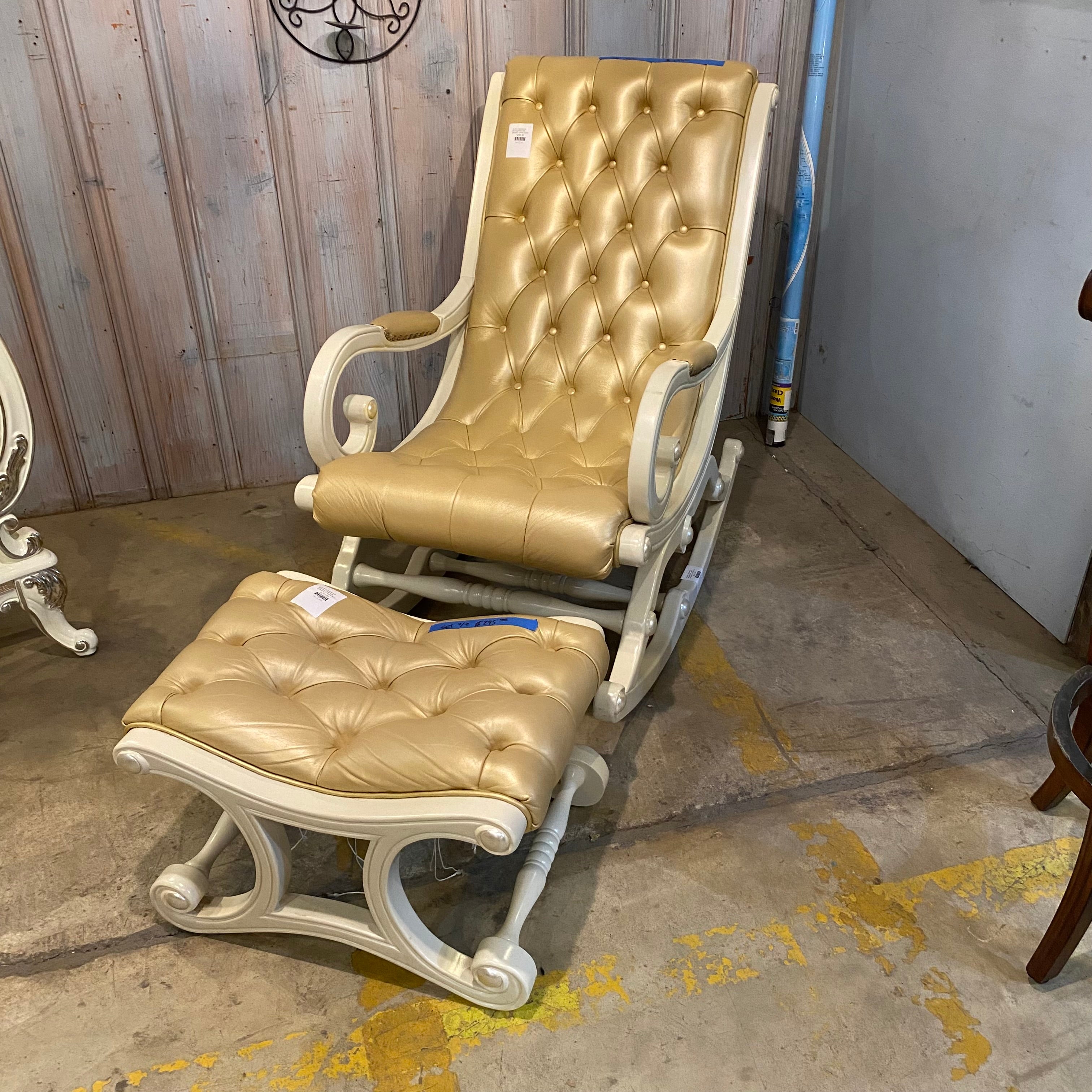Leather Upholstered Rocking Chair with Ottoman Set – Community Forklift ...