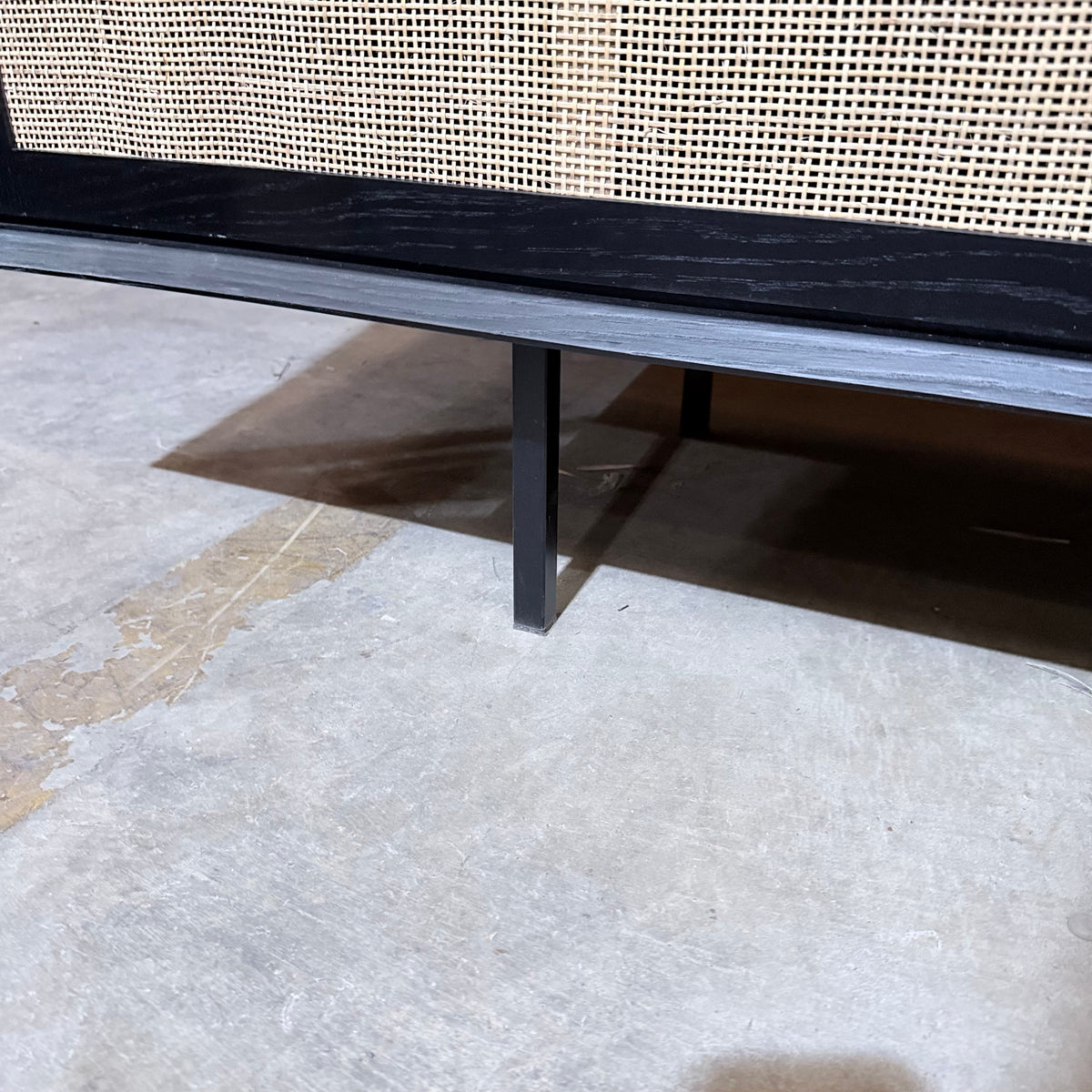 Joybird 'Oslo' Black Media Console with Rattan Sliding Doors ...